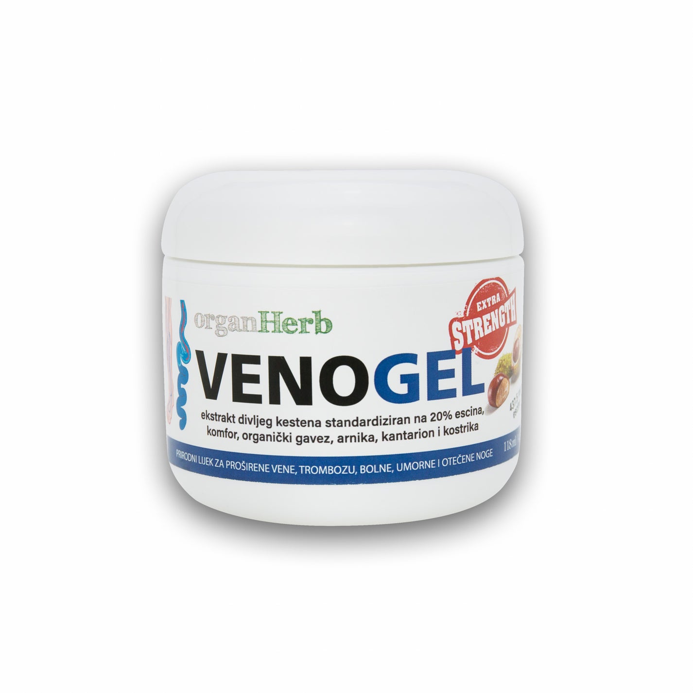OrganHerb VenoGel Extra Strength 4 oz – Horse Chestnut Gel for Enhance